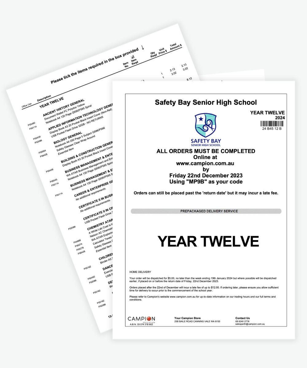 YEAR 12 BOOKLIST 2024 | Safety Bay Senior High School